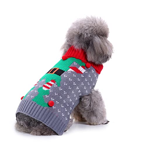 Ornaous Cute Dog Cat Ugly Christmas Sweater, Pet Xmas Elf Knitted Sweater Warm Clothes for Holiday (XXL Size)