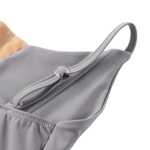 HIPPOSEUS Girls Toddler V Neck Camisole Leotards for Ballet Dance Gymnastics with Adjustable Straps,Y06-1-Grey, 4-5T