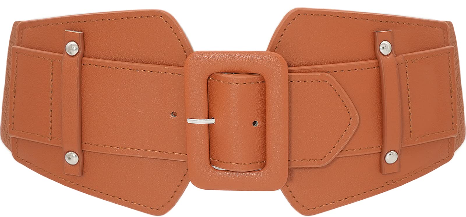 HIQUACC Belt Buckle Elastic Corset Belt Stretchy Wide Waistband for Women (Black)