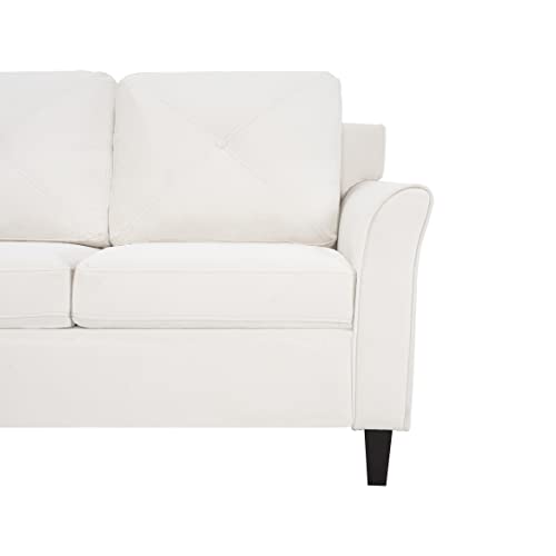 Raelynn Button Tufted Sofa Affordable Cream Modern Sofa for Budget-Conscious Buyers Microfiber Couch for Small Spaces Durable Sturdy Living Room Furniture Tool-Free Assembly and Easy Maintenance