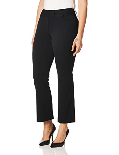 Rafaella Women's Plus Size Curvy Fit Gabardine Bootcut Stretch Dress Pants, 31 Inch Inseam, With Pockets (Size 16-22), Black, 16