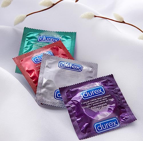 Durex Condom Fish Bowl Natural Rubber Latex Bulk Condoms, 144 Count, a Variety Pack Assortment of Ultra Fine & Lubricated Condoms for Men