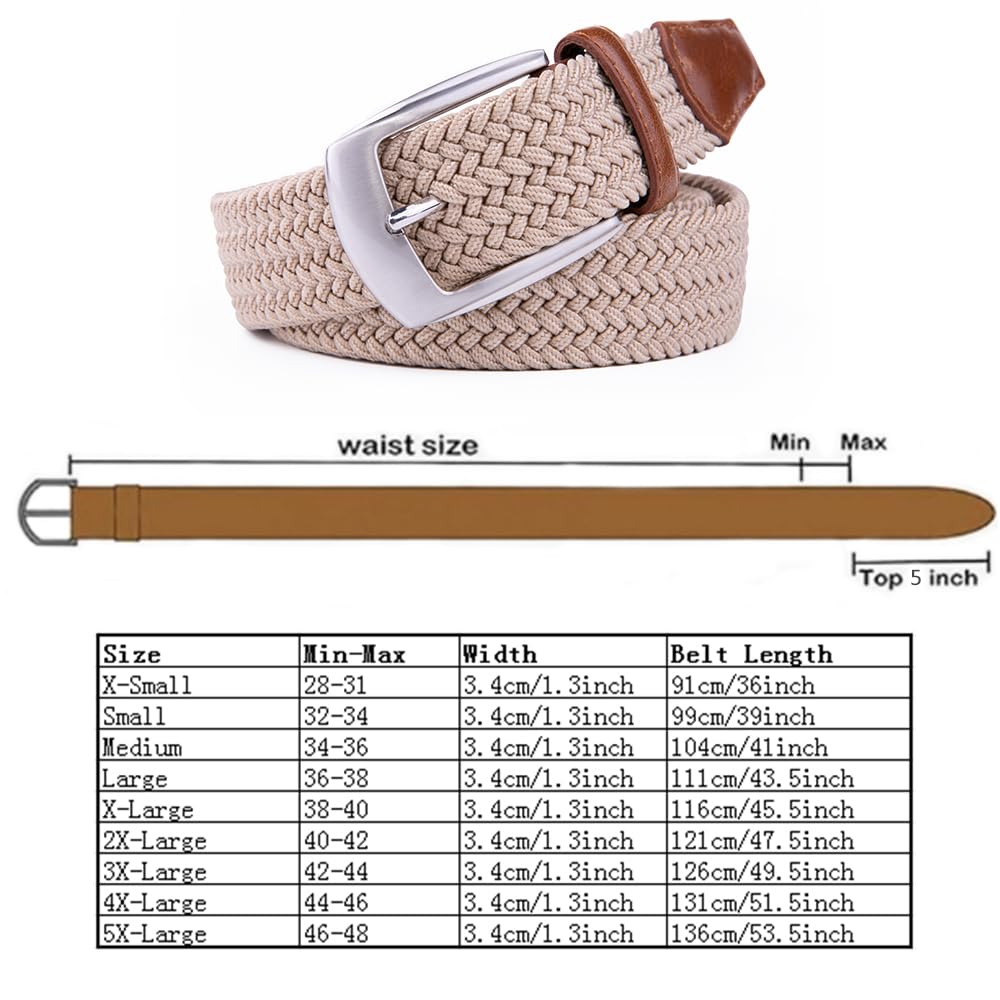Elastic Fabric Woven Stretch Braided Belts (L, Beige)