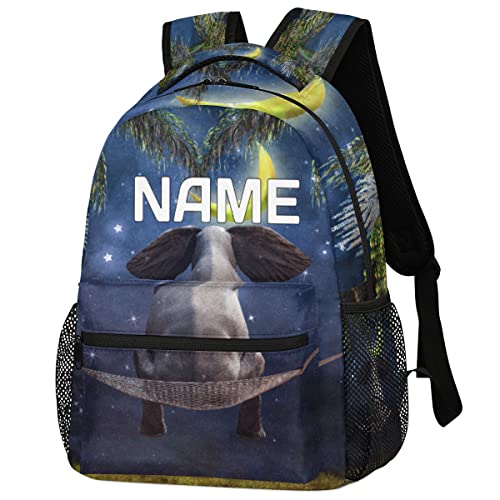 OMFUNS Elephant Animal Custom Backpack for Kids Boys Girls Ocean Beach Personalized School Bookbag for College Elementary Middle School Bag Casual Daypack Laptop Bag for Women Men