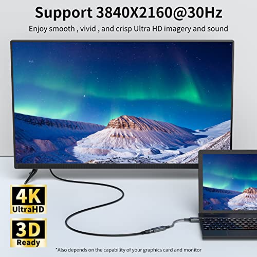IIABC 4K DisplayPort to HDMI Adapter Cable, Gold-Plated Uni-Directional Display Port PC to HDMI Screen Converter (Male to Female) Compatible for HP, Dell, GPU, AMD, NVIDIA, More. Passive