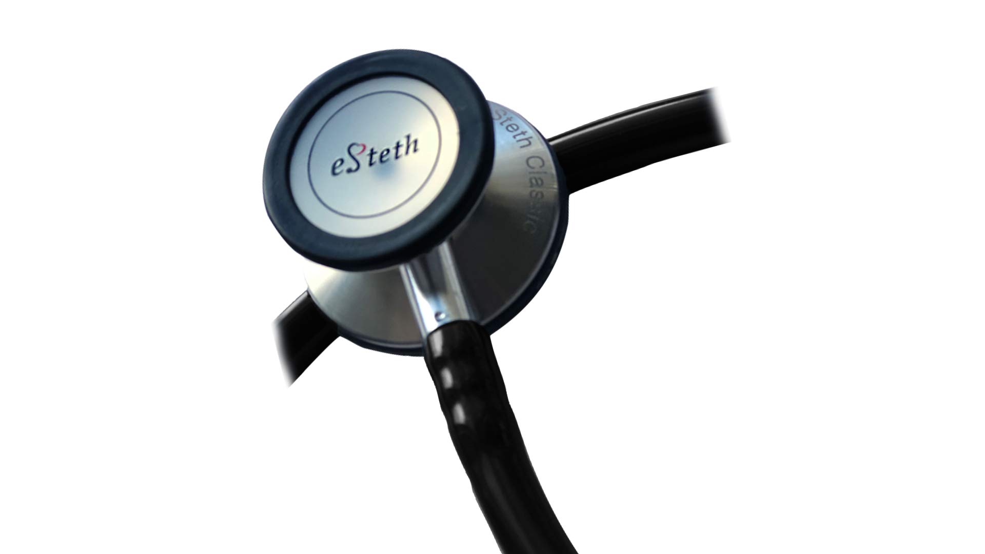eSteth Classic Stethoscope - Sensitive Chest Piece for Monitoring Amplified Heart & Lung Sounds - Lightweight Design, Flexible Stethoscope Tubing - Extra Ear Tips & Non-Chill Ring - 32" Long, Black