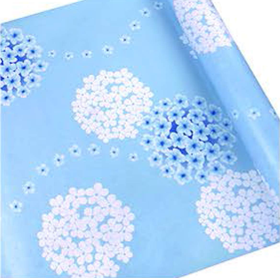 HOYOYO Hydrangea Peel and Stick Shelf Liner Paper, Blue White Floral Self-Adhesive Liner Dresser Drawer Bedroom Living Room Home Decoration 17.8 x 118 inch