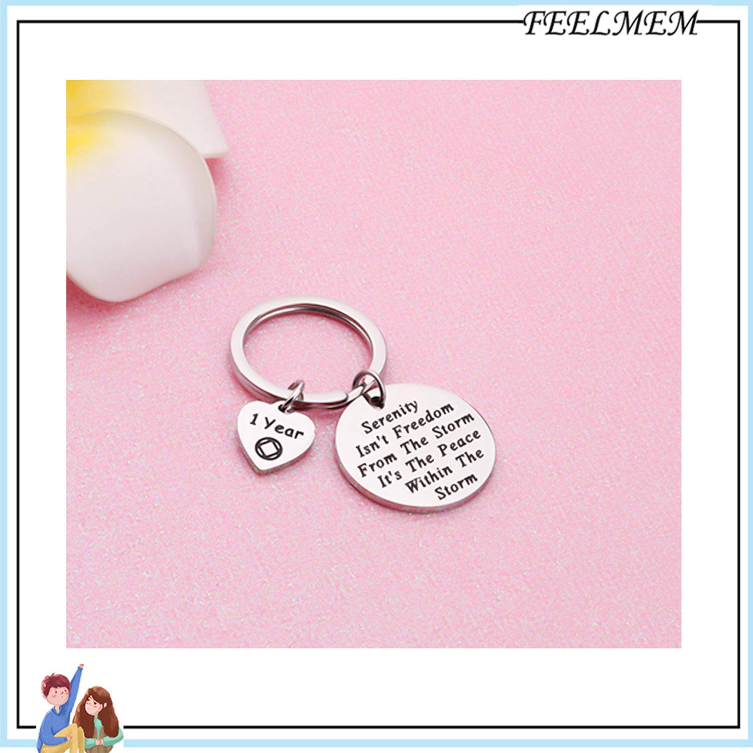 FEELMEM NA Recovery Gift 1 Year 18 Months 2 Years 3 Years NA Sobriety Anniversary Keychain NA Recovery Serenity Prayer Sobriety Gift (1 years)