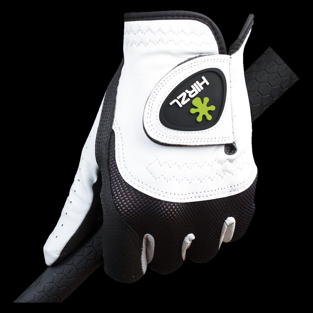 HIRZL Trust Control 2.0 – Men's All-Weather Golf Glove (White/Black) | Kangaroo Leather Palm | Cabretta Leather Backhand - Trusted by Pro’s, Medium, Worn Left Hand (Pack of 5)