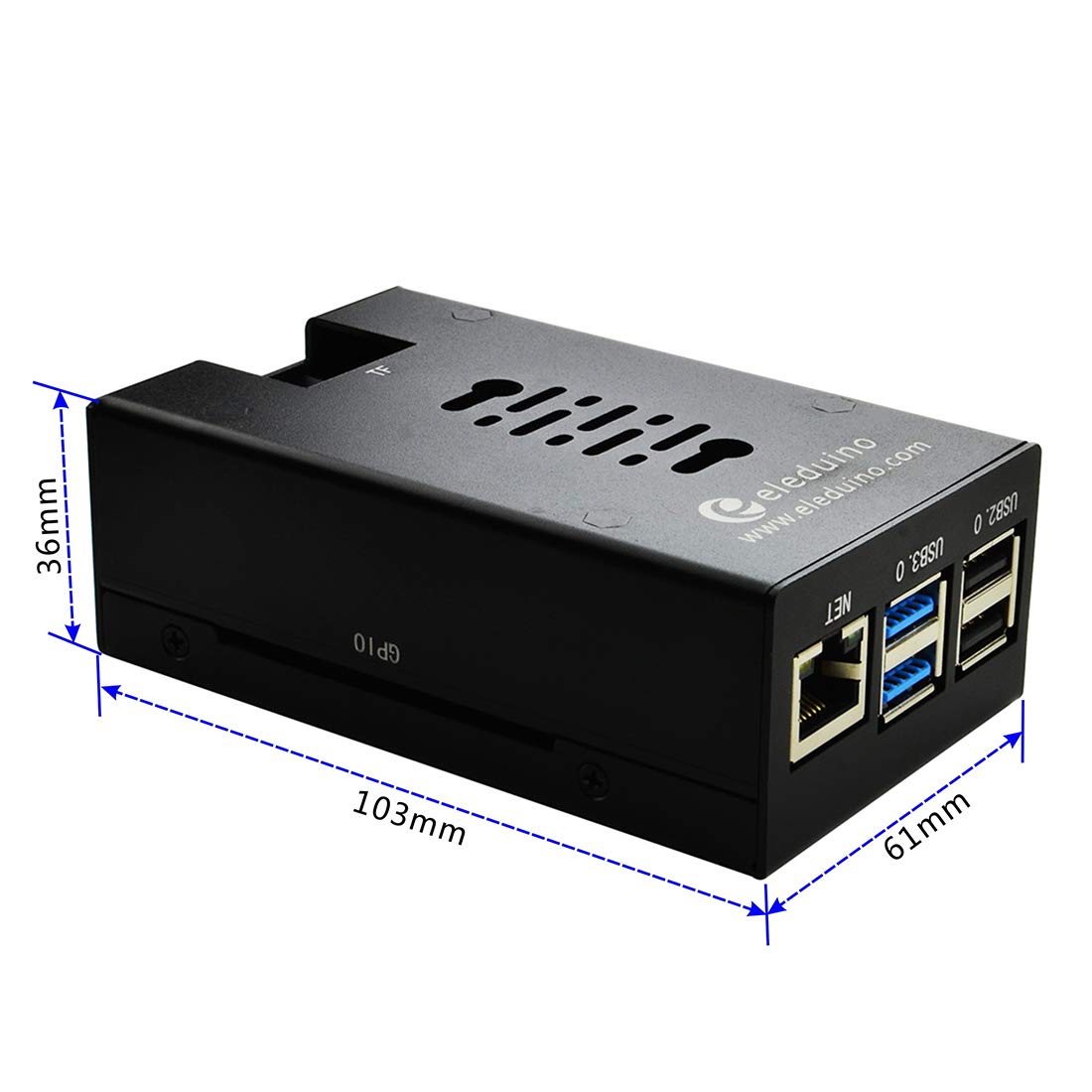 Eleduino Raspberry Pi 4 Metal Case with Fan Black