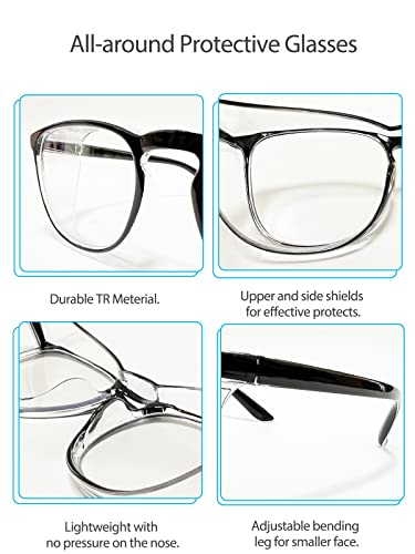 Feaglo Safety Glasses, Anti Fog Safety Goggles for Women Men, Blue Light Blocking with Clear Lens, 4Pack Stylish Eye Protection Glasses with side Shield