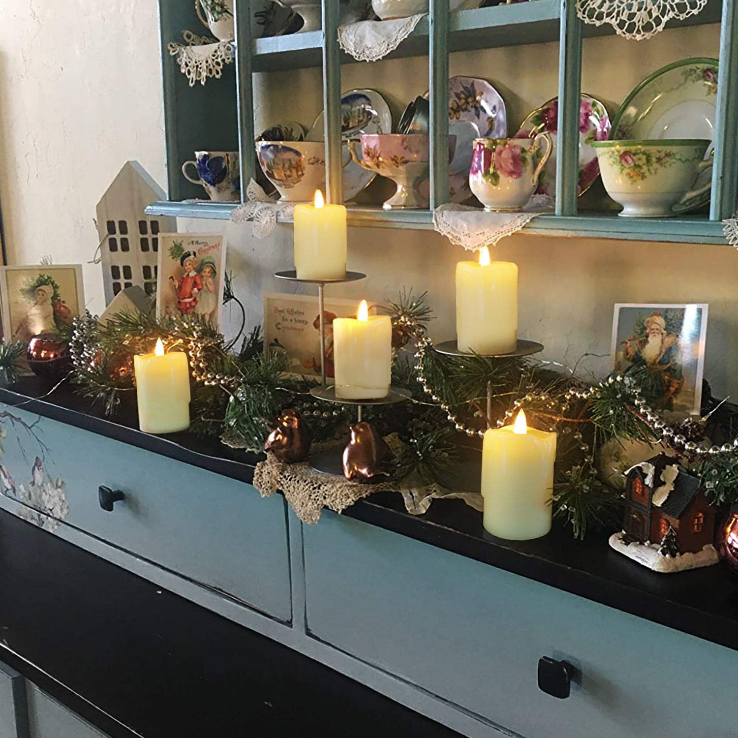 Homemory Flameless Votive Candles with Timer Remote,2" x 3" Real Wax, Realistic Black Wick Battery Operated Pillar Candles, 6 Pack for Wedding, Party and Holiday Decoration