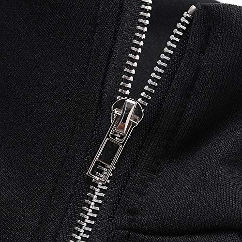DIOMOR Womens Slim Fit Turtleneck Zipper Thumb Hole Shirts Long Sleeve Sweatshirt Solid Color Tops Plus Size Black