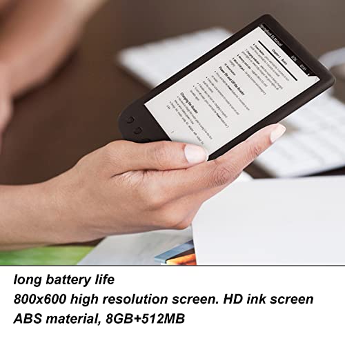 NestNiche 6in 800x600 HD Ink Screen E Reader 8GB 512MB ABS Ebook Reader with Protective Case Film for Reading