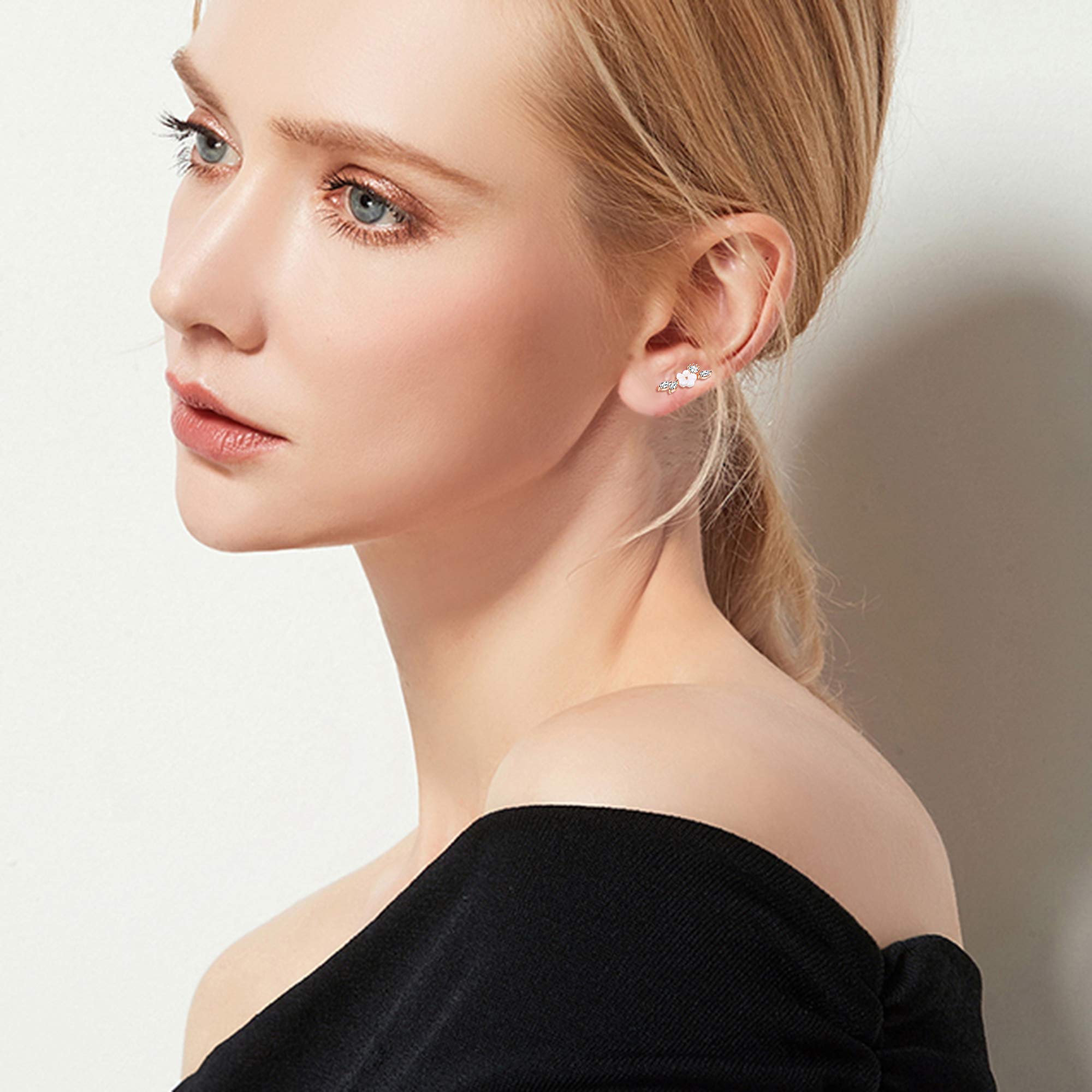 Drperfect Cartilage Earrings for Women 16G 316L Stainless Steel CZ Dangle Helix Tragus Cartilage Stud Ear Piercing Jewelry