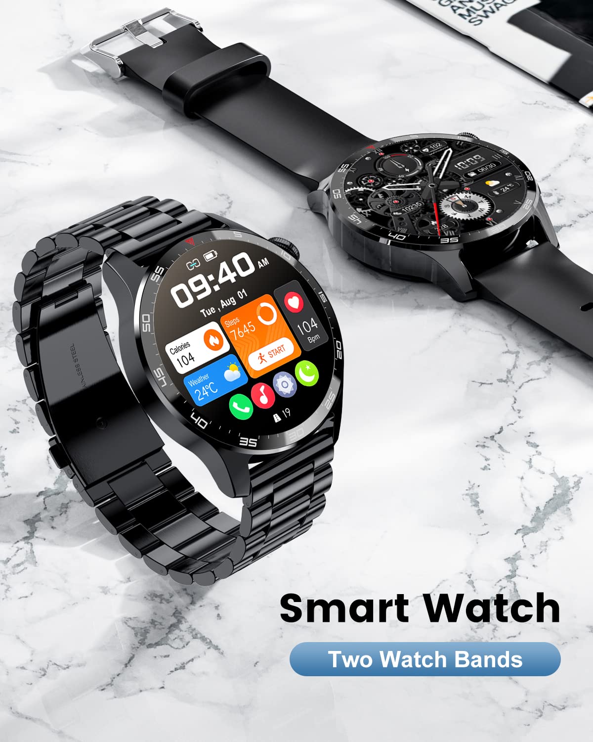 LIGE Smart Watch for Men Answer/Make Call, IP67 Waterproof Fitness Tracker Heart Rate/Sleep Monitor, 1.32" HD Color Screen Smartwatch with Bluetooth Call/Text Message/Step Counter for Android iOS