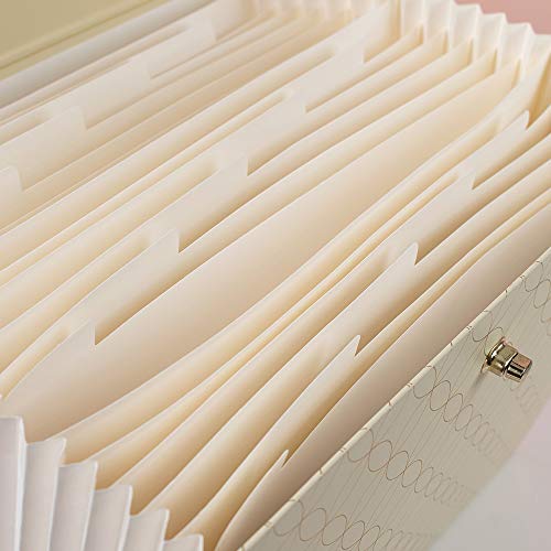 Erin Condren Designer Desk Accessories - Mid Century Circles Outline Accordion File Organizer Box. Features Beautiful, Metallic Gold Concentric Circles Outline Pattern