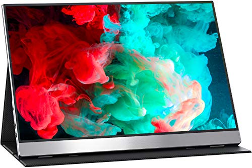 Portable Monitor-15.6 Inch Travel Screen FHD FreeSync Frameless Eye Care USB-C Computer Display with Type-C HDMI Speakers for Laptop PC Mac Surface PS4/5 Xbox Switch, with Smart Cover, VESA Mountable