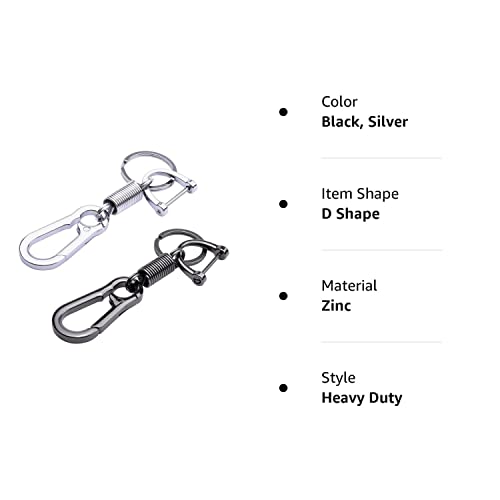 Wisdompro 2 Pack Keychain, Heavy Duty Zinc Alloy Key FOB Keychain Car Key Chain Holder with Anti-lost D-ring, Key Ring and Screwdriver for Men and Women - Black and Silver