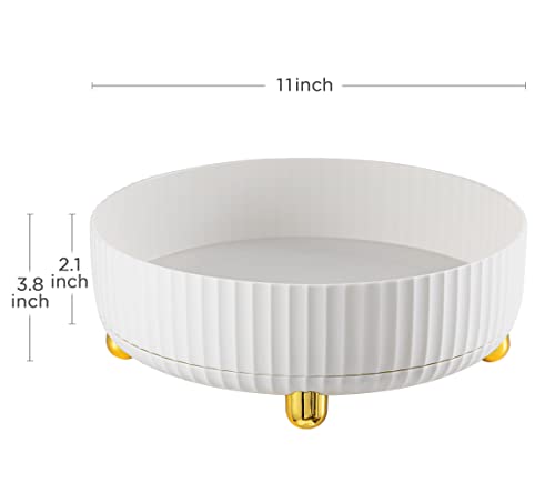 HBlife Makeup Organizer, 360 Degree Rotating Perfume Organizer, 11 Inches Large Capacity Lazy Susan for Bathroom Counter or Vanity (White, Large)