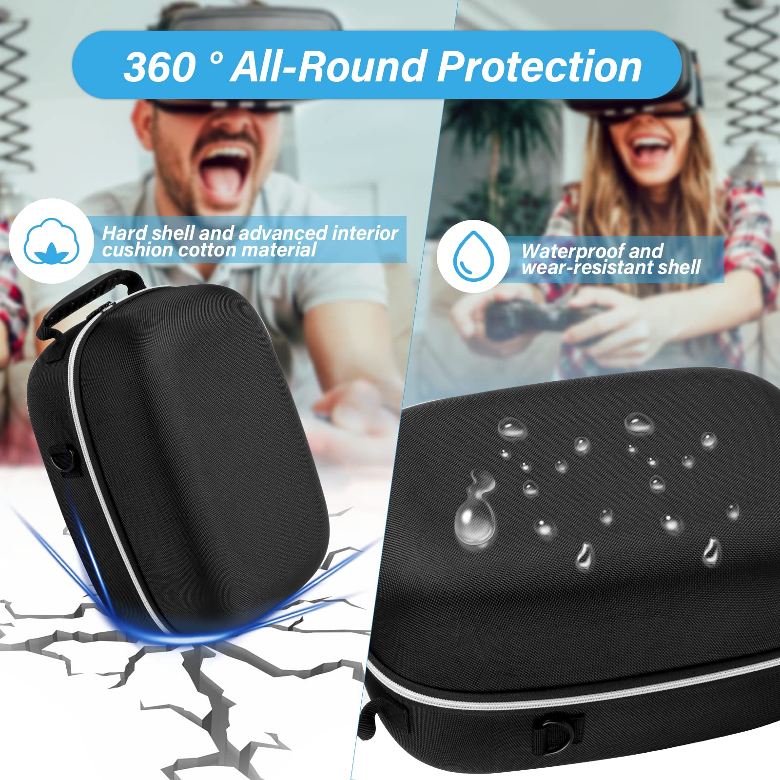 Hard Carrying Case Compatible with PlayStation VR2 Gaming Headset and Touch Controllers Accessories,Waterproof Box for PSVR2 with Shoulder Strap&Clean Cloth - Excluding vr for PSVR2