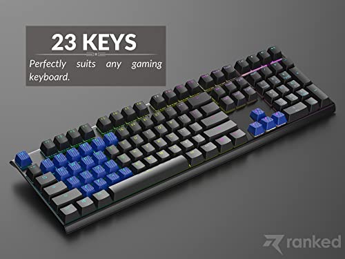 Ranked Rubber Keycap Set | Double Shot Translucent | OEM Profile for Mechanical Gaming Keyboard (Dark Blue, 23 Keys)