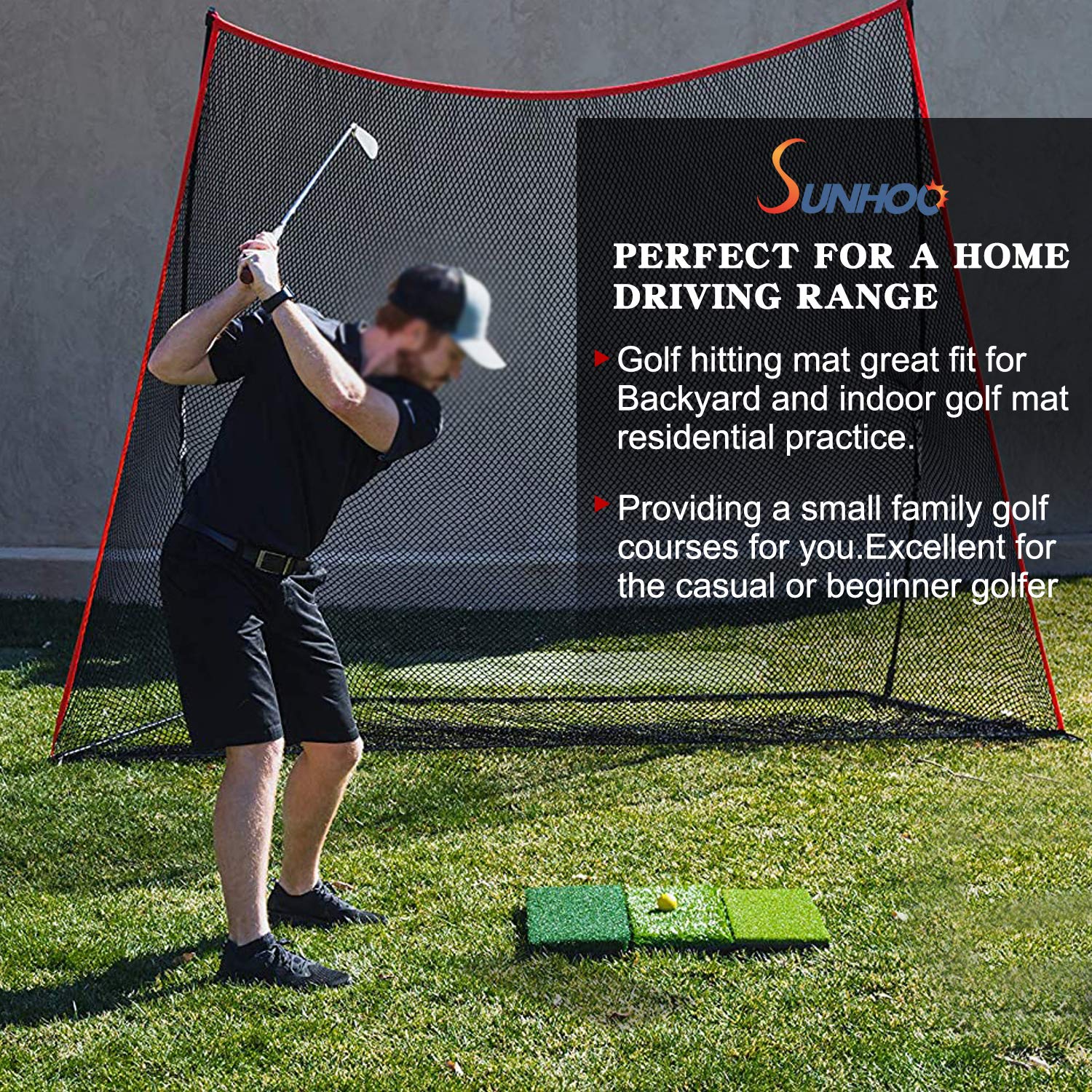 DURARANGE Golf Hitting Mat Mini, Turf Grass 3-in-1 Collapsible Chipping Mat with Tees, Launch Pad for Backyard, Practice Putting Green Training Aids, Indoor | Outdoor