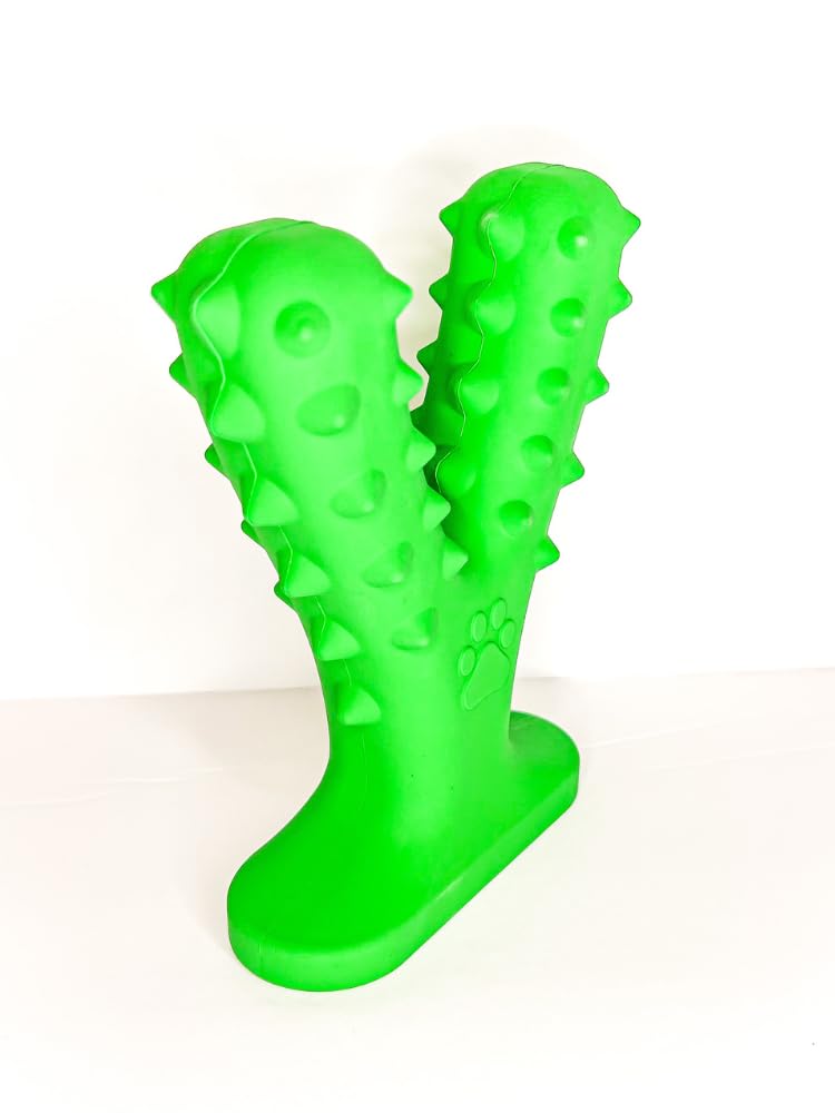 SINCREX USA Dog Toothbrush Dental Chew Cactus Toy - Teeth Cleaning, Teething Aid - Soft, Flexible, and Durable Rubber Toy for Medium and Small Breeds