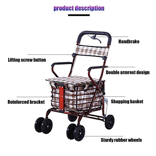 Lightweight Rollator Walker - Folding Rollators for Seniors with Wheel - Rolling Walker with Extra Wide Seat for Seniors Obese, Support up to 550 Ibs