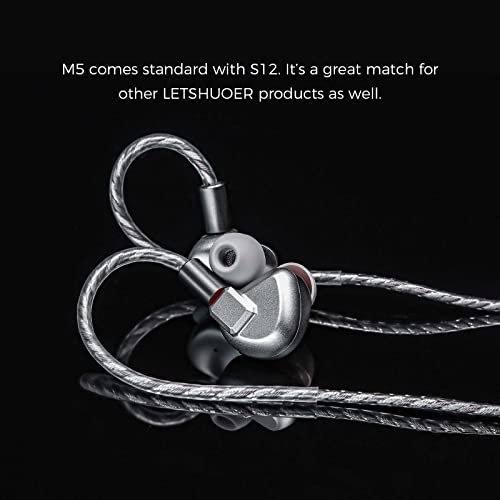 Letshuoer M5 in Ear Earphone Cable of S12 in Ear Monitor Silver-Plated Monocrystalline Copper IEM Cable 0.78mm 2Pin Connector (3.5mm Plug)
