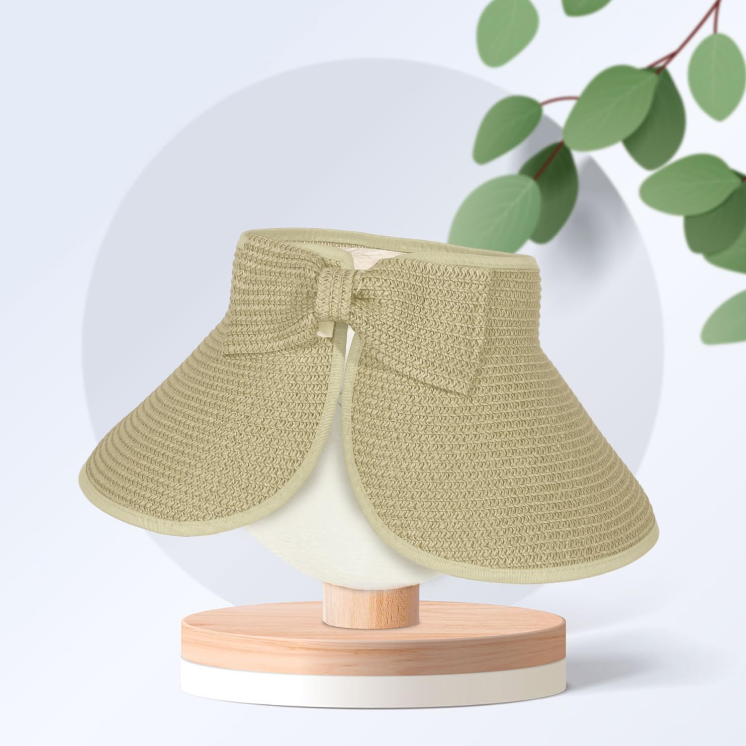 ELEHOLD Womens Beach Sun Straw Hat UV UPF50 Travel Foldable Brim Summer UV Hat, Green
