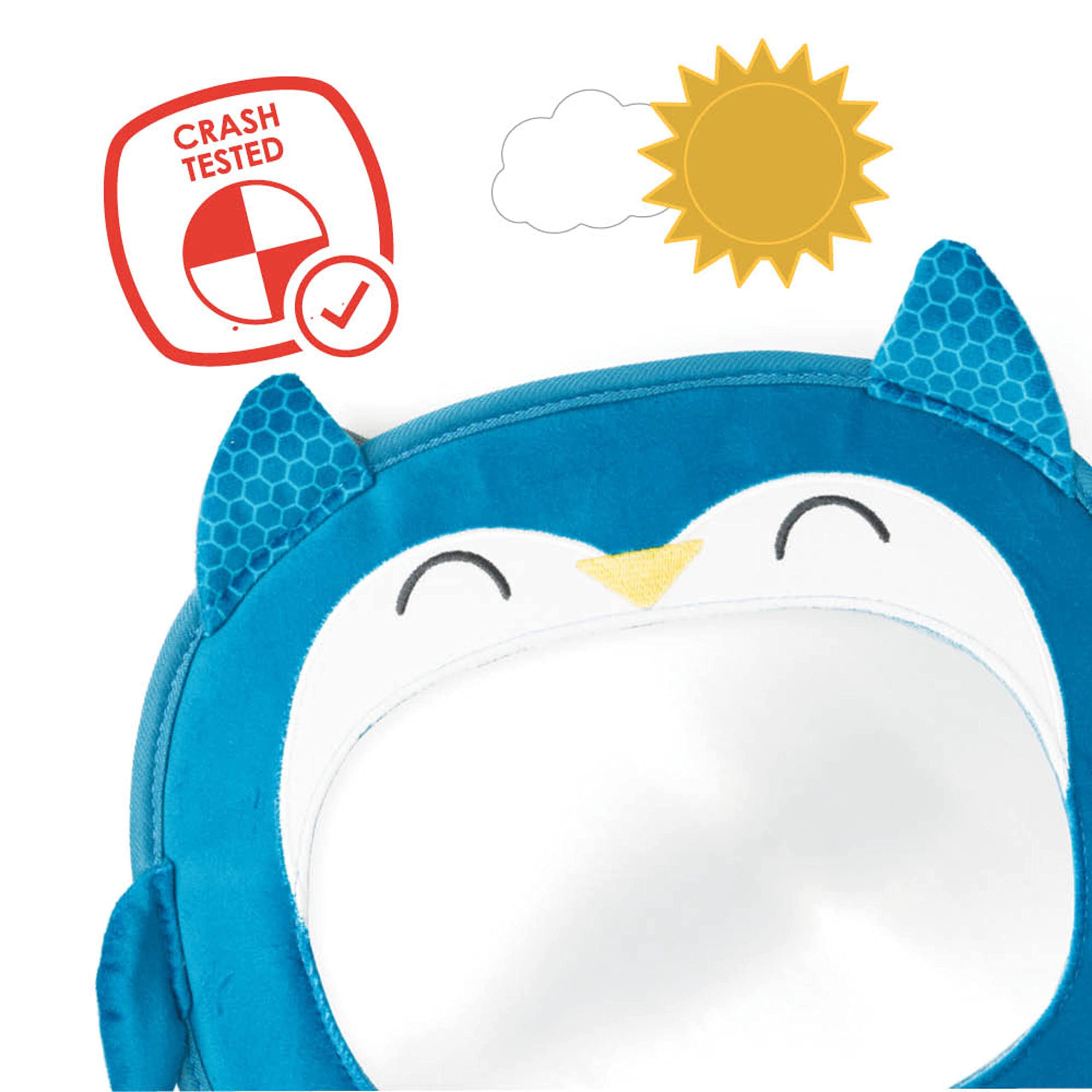 Diono Easy View Owl Character Baby Car Mirror, Safety Car Seat Mirror for Rear Facing Infant, Fully Adjustable, Wide Crystal Clear View, Shatterproof, Crash Tested