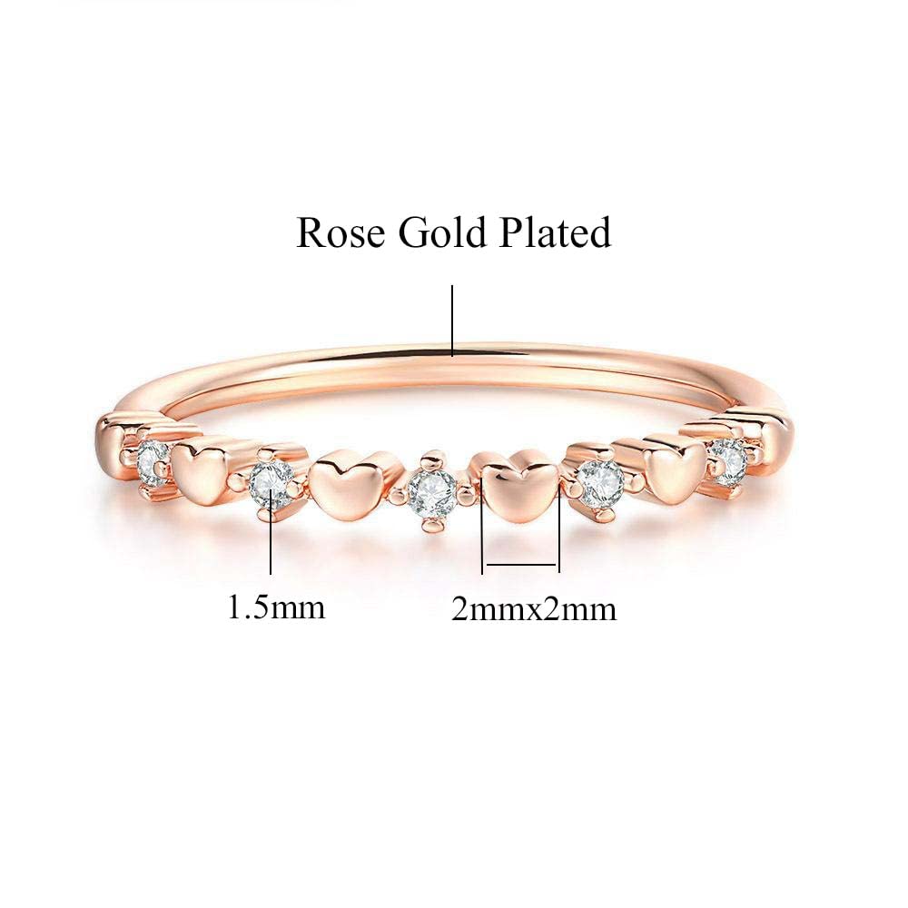 GALANI 18K Rose Gold Plated Eternity Engagement Ring Set Zirconia Stacking Rings for Women Size 6