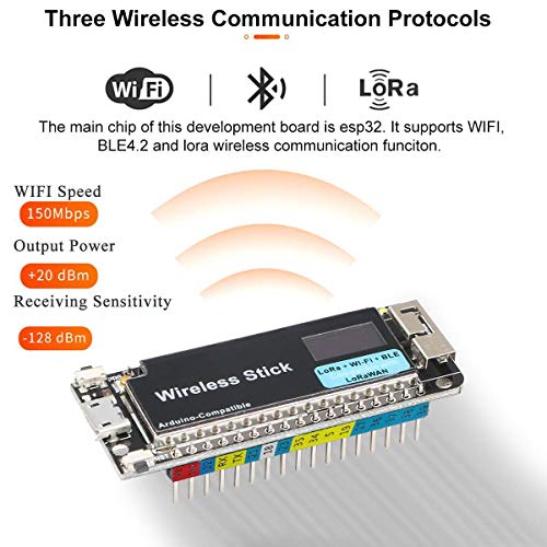 DollaTek ESP32 Wireless Stick Lora+WiFi+BLE Development Board with 0.49 inch OLED Display Screen SX1276 Module for Arduino 433MHz - 470MHz