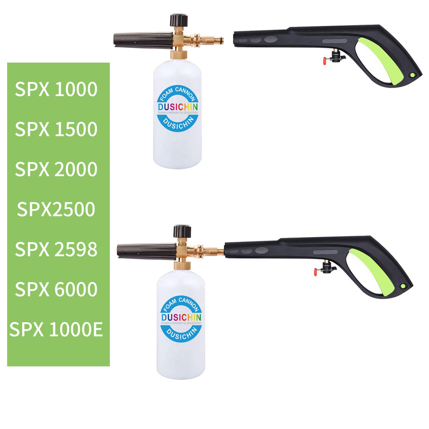 DUSICHIN DUS-115 Foam Cannon Lance for Sun Joe Adjustable Snow Soap Sprayer Sunjoe SPX Pressure Washer Gun Jet Wash Brass Quick Connector 33Oz Container