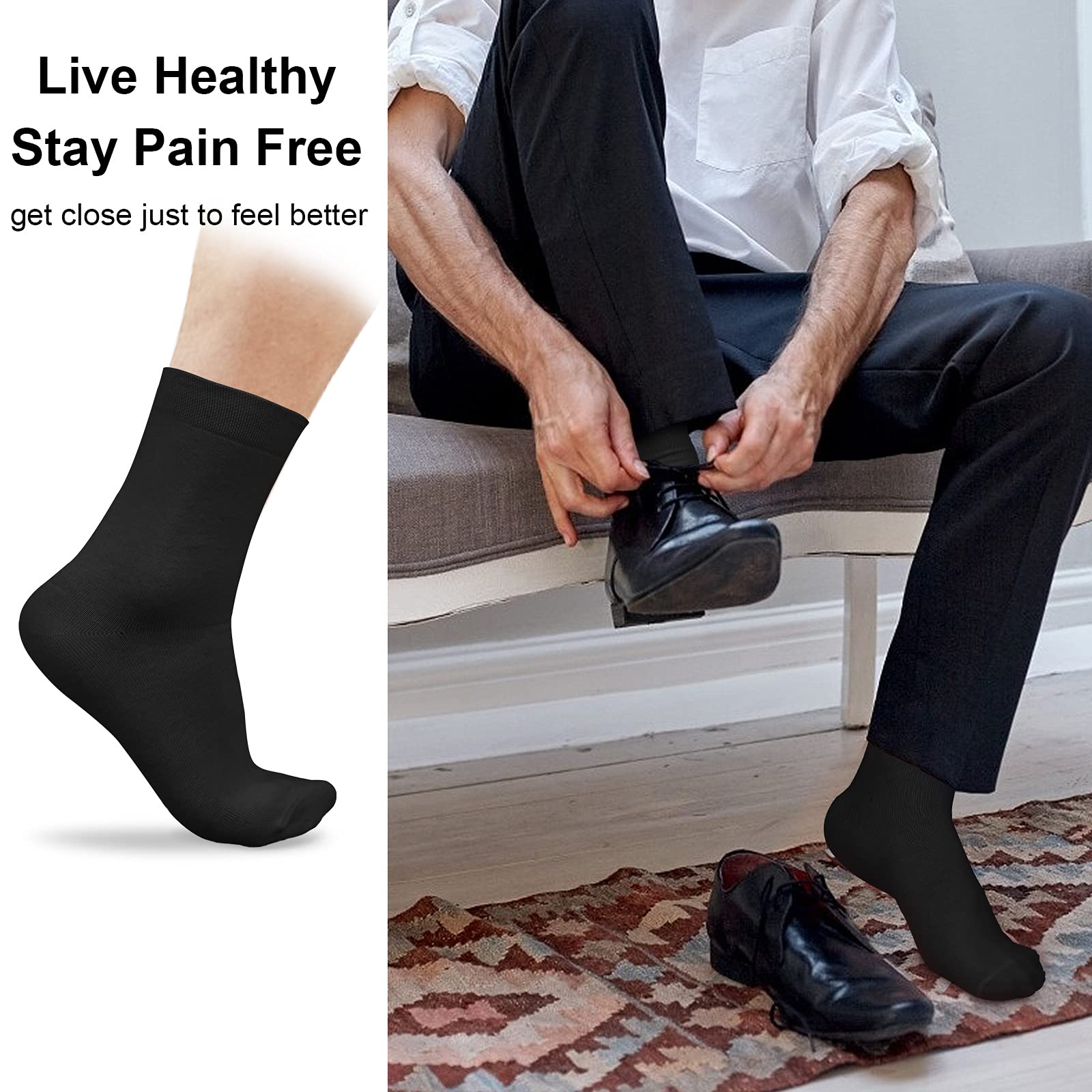 DLGDWG Mens Dress Socks Classic Rib Cotton Solid Premium Socks 8 Pairs (White 8 Pairs, Small-Medium)
