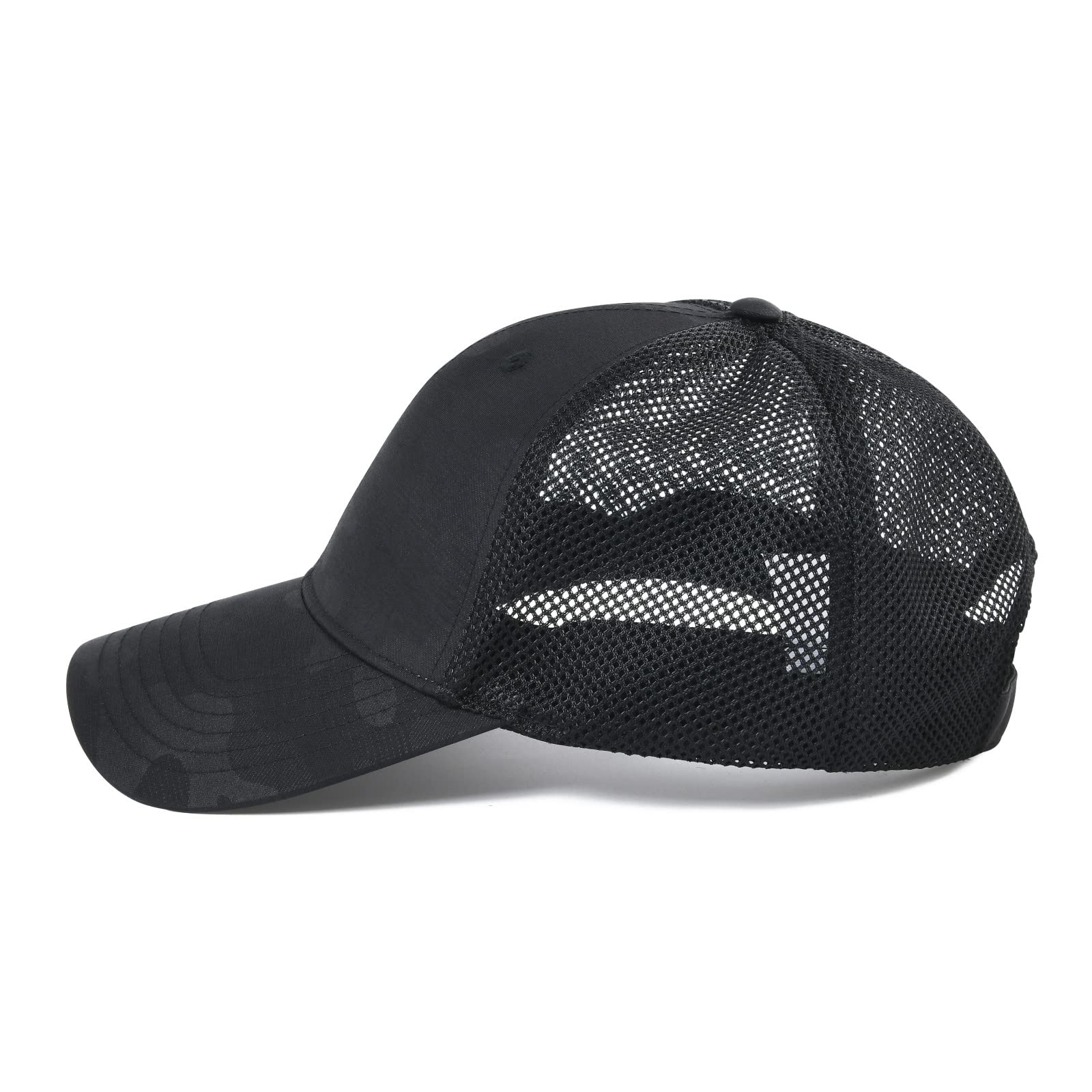 FEINION Quick Dry Baseball Hat Outdoor Ball Cap Adjustable Dad Hat Sports Caps for Men (Camouflage Black/Mesh)
