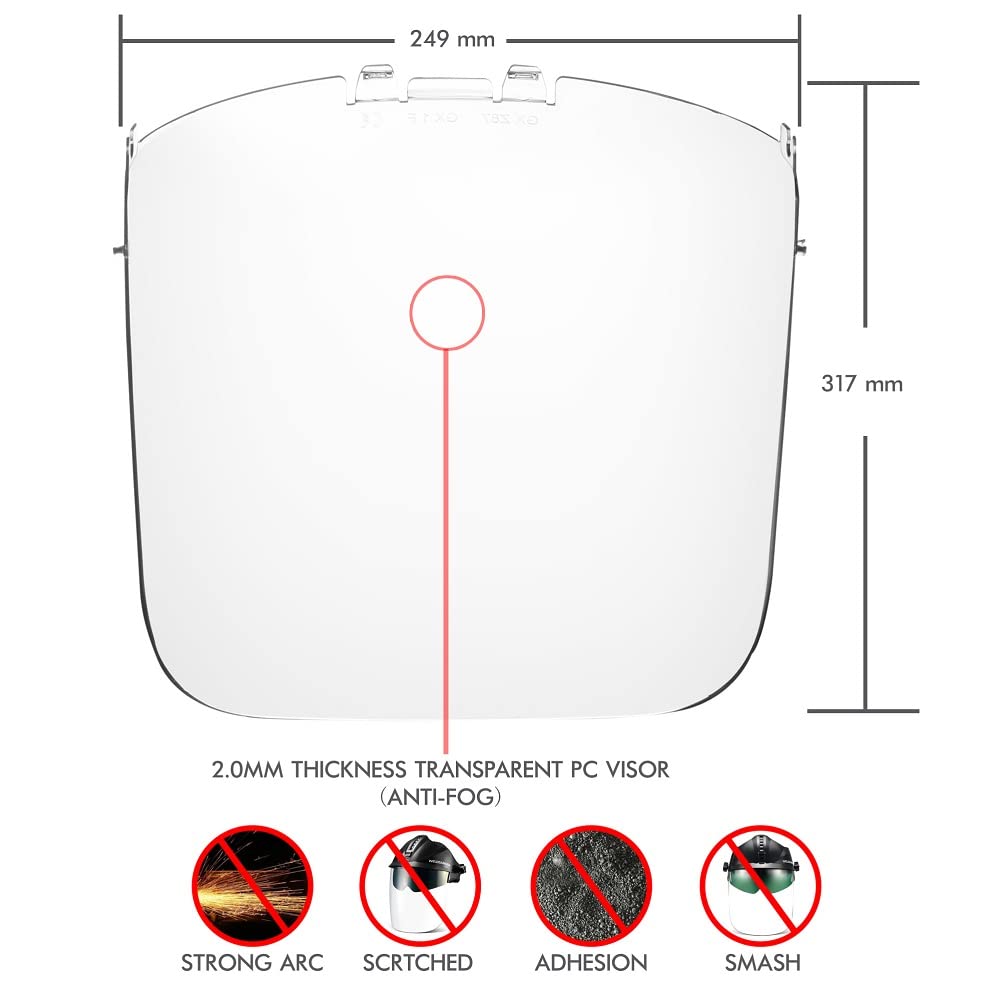 Weldsamurai Face Shield for Grinding, Multi-Purpose Safety Mask Shade 5 - Anti-UV/IR & Anti-Fog & Anti-Scratch Coated Clear Lens