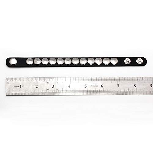 Eigso 2Pcs Black Leather Bracelet for Men Women Adjustable Hematite Punk Spike Metal Cuff Bangle