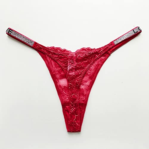 Women's Cotton Thong Panty Sexy Cute See Through Thongs Low Rise Underwear G String Panties 3 Pack Set for Every Day Size L