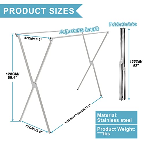 OShuKang Foldable Clothes Rack, 80-Inch Stainless Steel Clothes Rack, Simple Style, Can Be Used Indoors and Outdoors(LYJ-2000
