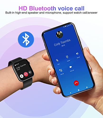 Smart Watch with Bluetooth Call Answer/Dail for Men Women,1.9'' HD Full Touch Screen Fitness Tracker, Smartwatch with Heart Rate Blood Oxygen Blood Pressure Sleep Monitor for Android and iPhone Black