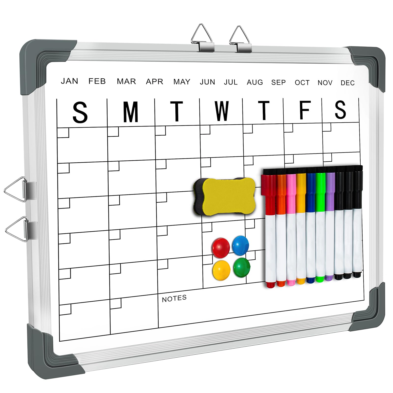 Dry Erase White Board for Wall, 16" x 12" Magnetic Dry Erase Board Hanging Double-Sided Planner Whiteboard Memo, Weekly Portable Board for List, School, Office, Kitchen, Home