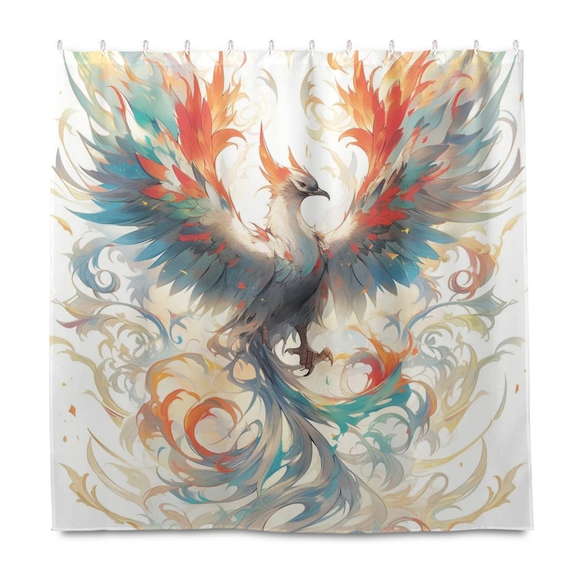Eksed Phoenix Shower Curtain Waterproof and Fun Bathroom Decoration 72 X 72 Inches 12-Pack Hooks