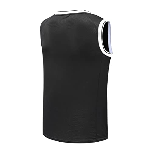 SHAJUNQI Basketball Jersey Men's Mesh Athletic Sports Shirts Training Practice - Blank Team Uniforms for Sports Scrimmage UO-Black White XL