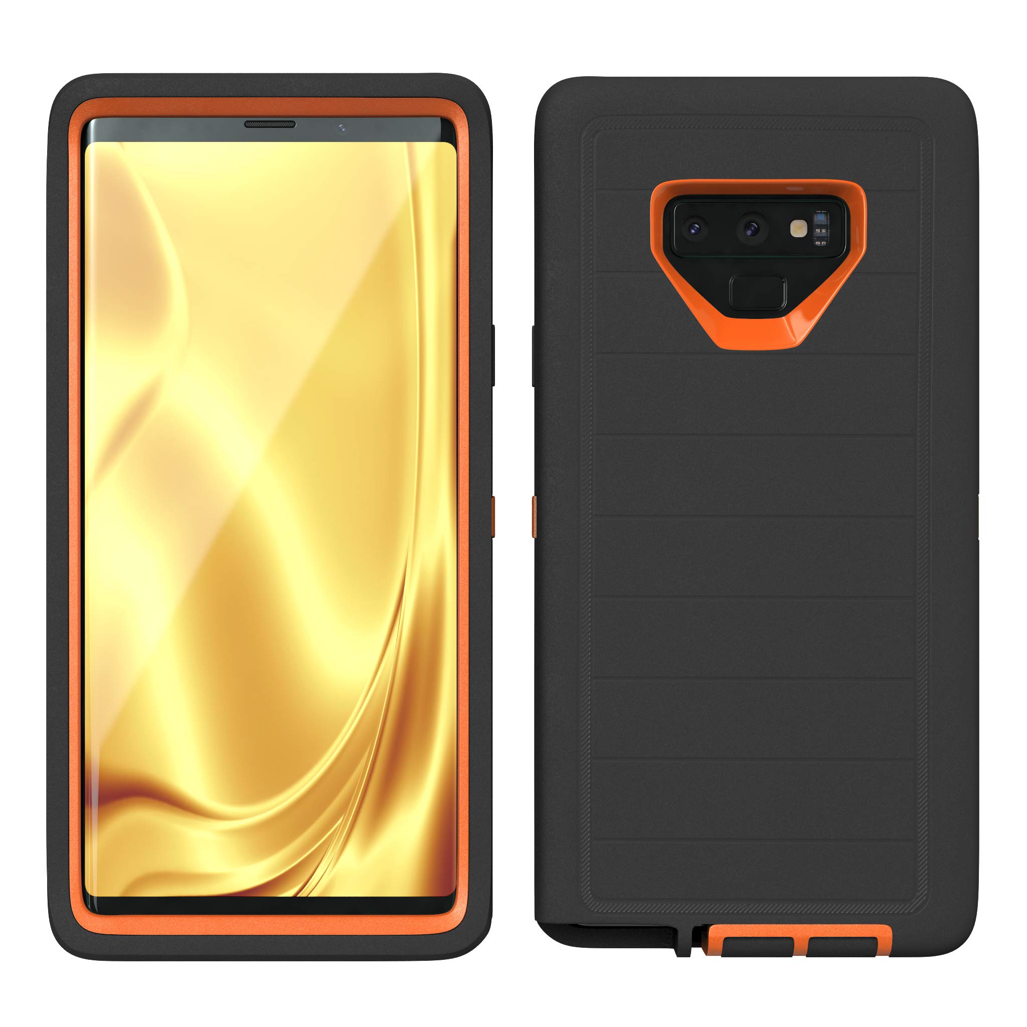 Galaxy Note 9 Case, ToughBox [Armor Series] [Shock Proof] [Black | Orange] for Samsung Galaxy Note 9 Case [Comes with Holster & Belt Clip] [Fits OtterBox Defender Series Belt Clip Phone Cover]