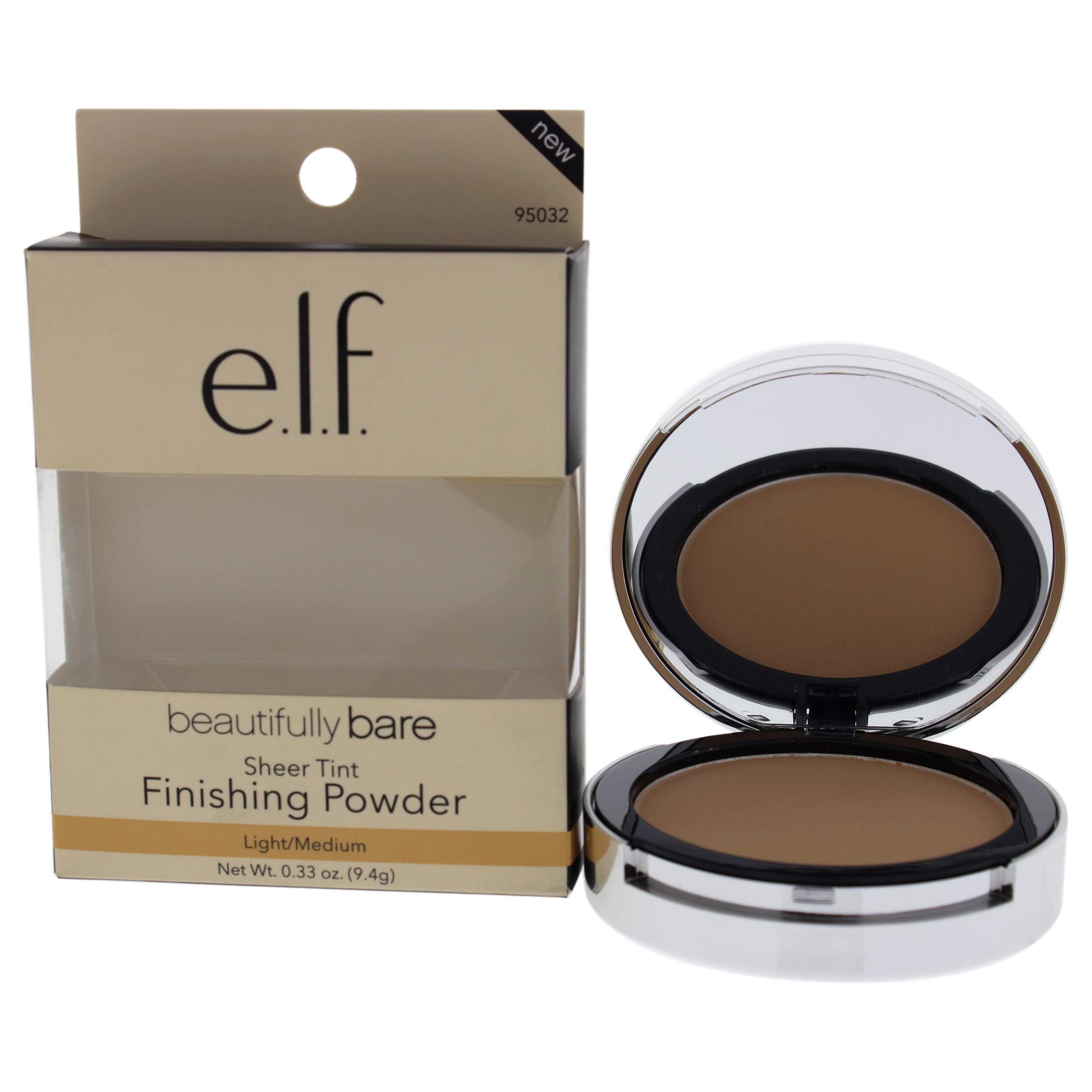 e.l.f. Beautifully Bare Sheer Tint Finishing Powder, Mattifying, Silky, Light Coverage, Long Lasting, Controls Shine, Creates a Flawless Face, All-Day Wear, Light/Medium, 0.33 Oz