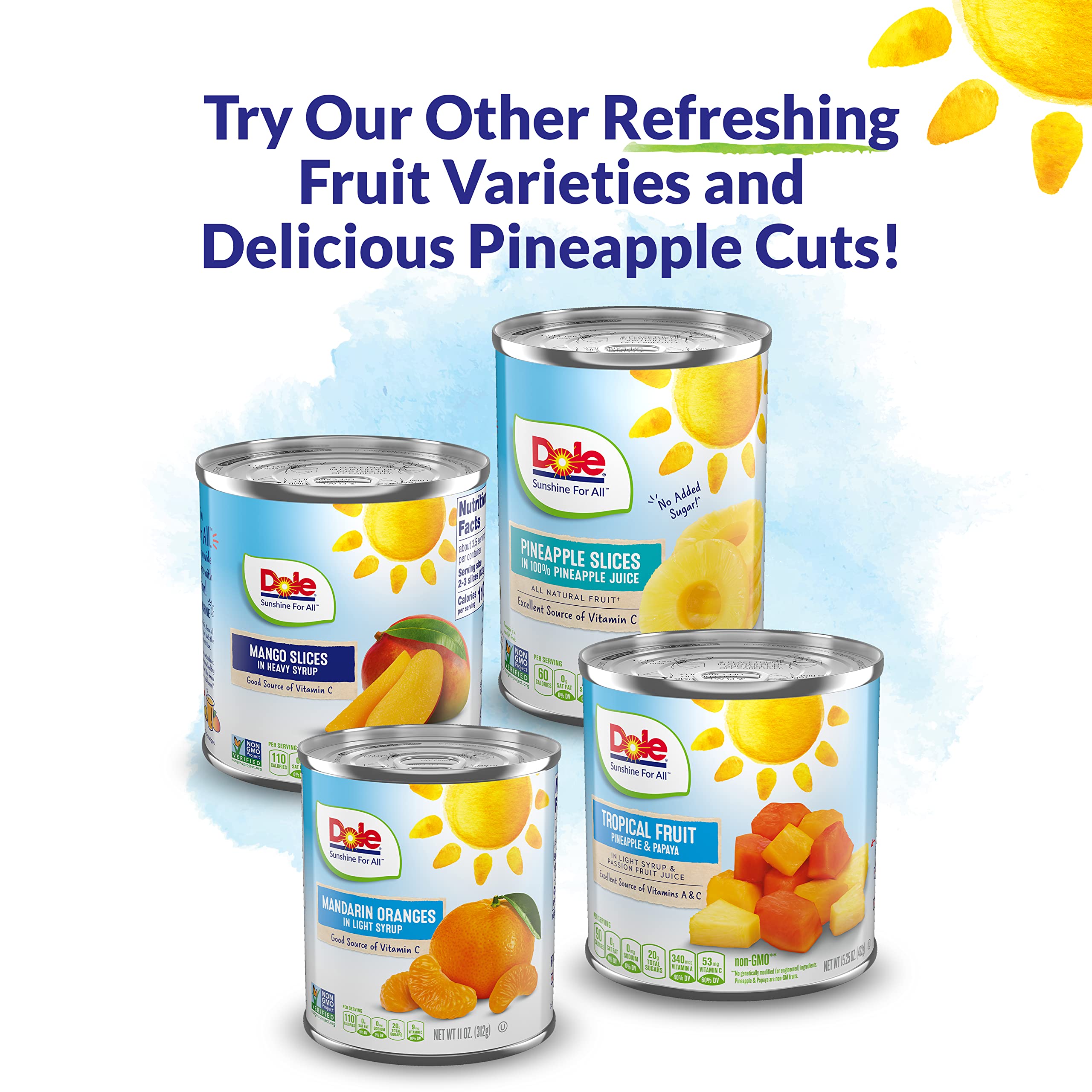 Dole Canned Mixed Tropical Fruit (Pineapple & Papaya) in Light Syrup & Passion Fruit Juice, 15.25 Oz