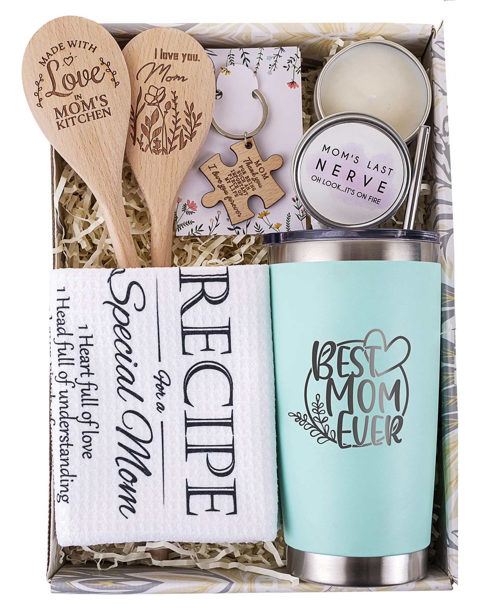 ELEMENU Gift Basket for Mom, Mothers Day Birthday Gifts Basket for Mom from Daughters Sons Kids, Unique Gifts for Mom, Wife, Mother in Law, Christmas, Valentines Day Gifts Ideas 6pcs
