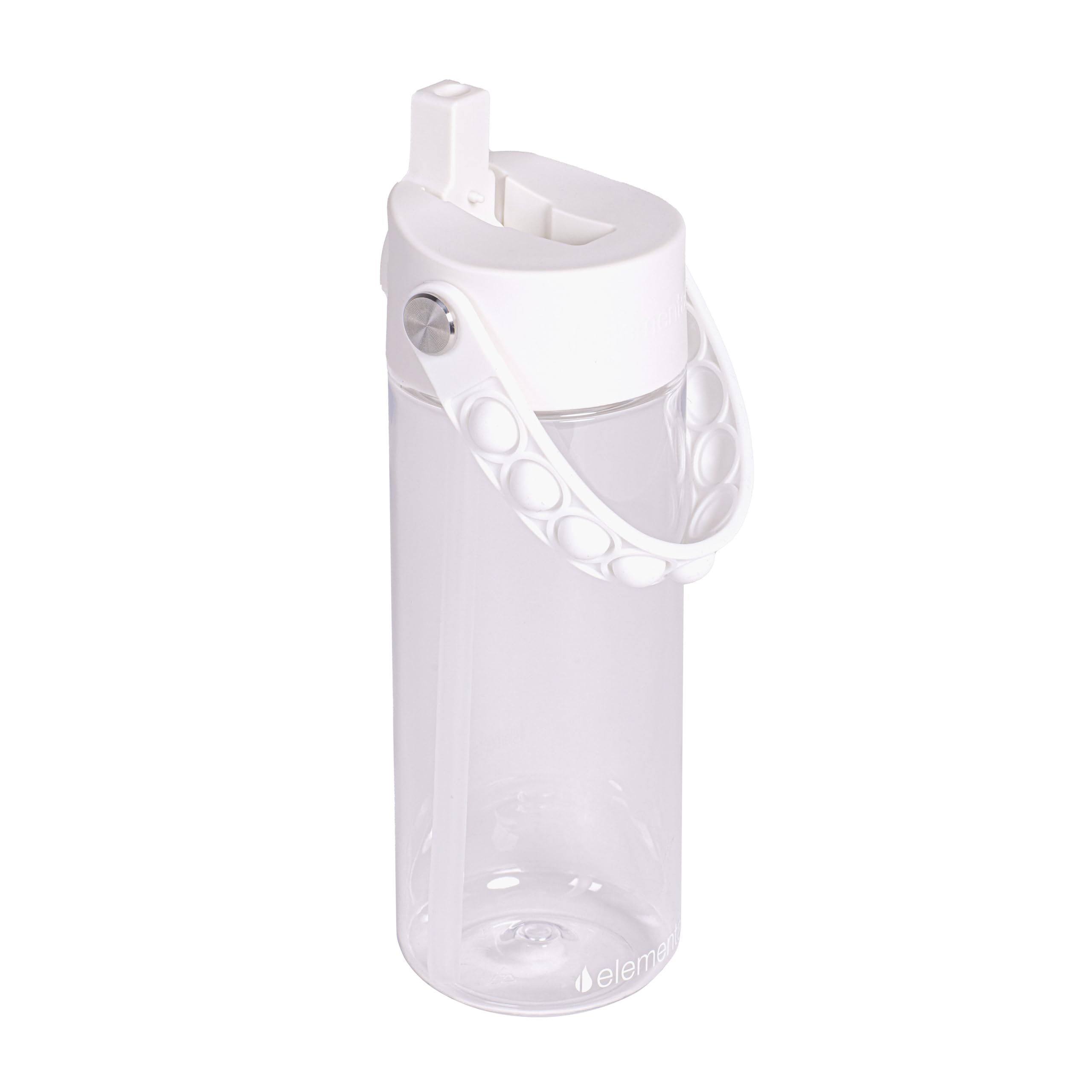 Elemental Leak Proof Water Bottles for Kids - Splash Kids Water Bottle for School with Fun Fidget Pop-it Handle - BPA Free Tritan Plastic Reusable Water Bottle with Straw - Clear - 18oz